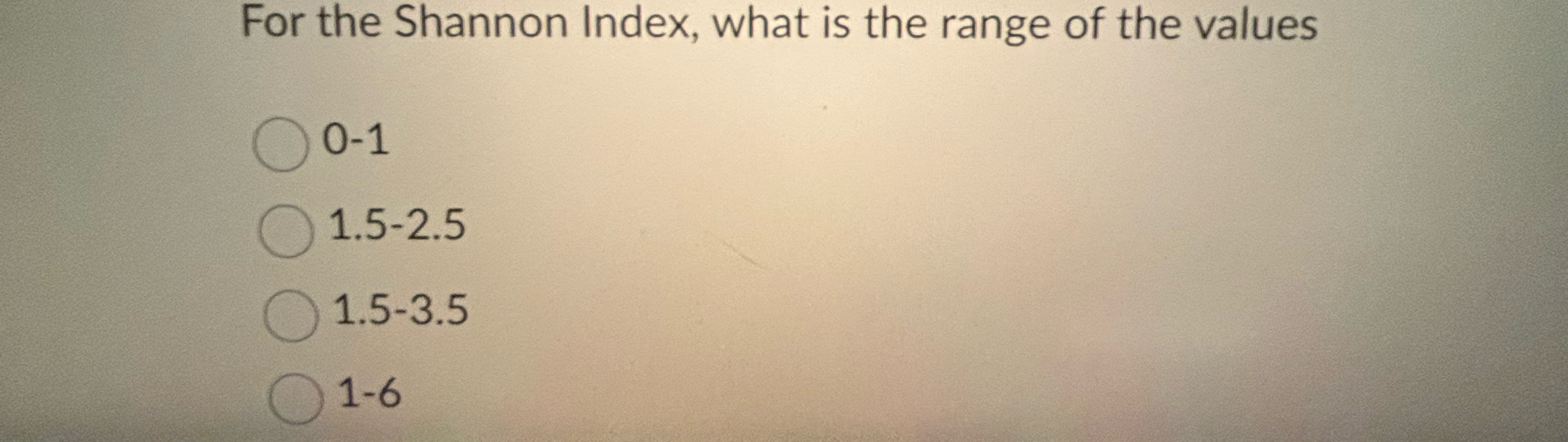 Solved For the Shannon Index, what is the range of the | Chegg.com