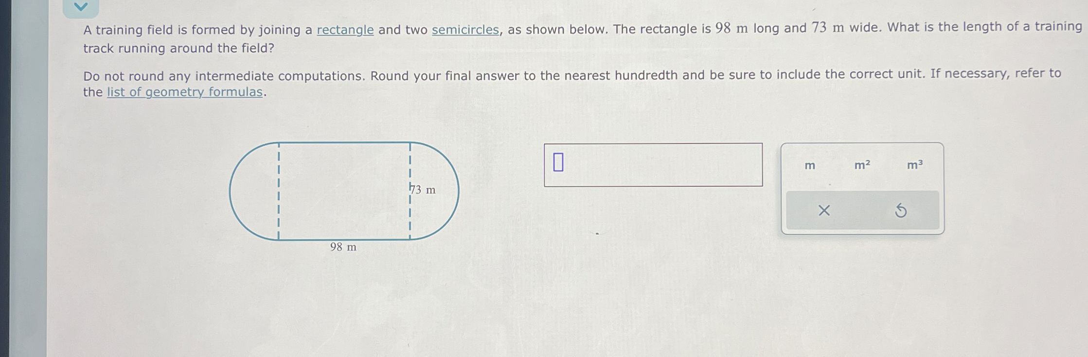Solved A training field is formed by joining a rectangle and | Chegg.com