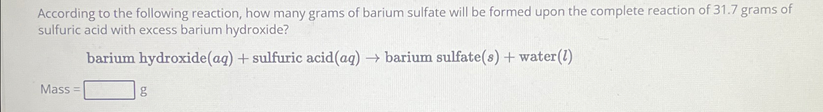 Solved According to the following reaction, how many grams | Chegg.com