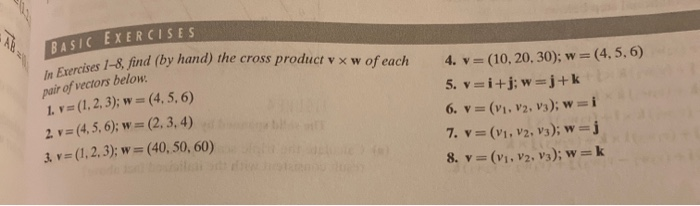 Solved In Exercises 7-8, find (by hand) the cross product | Chegg.com