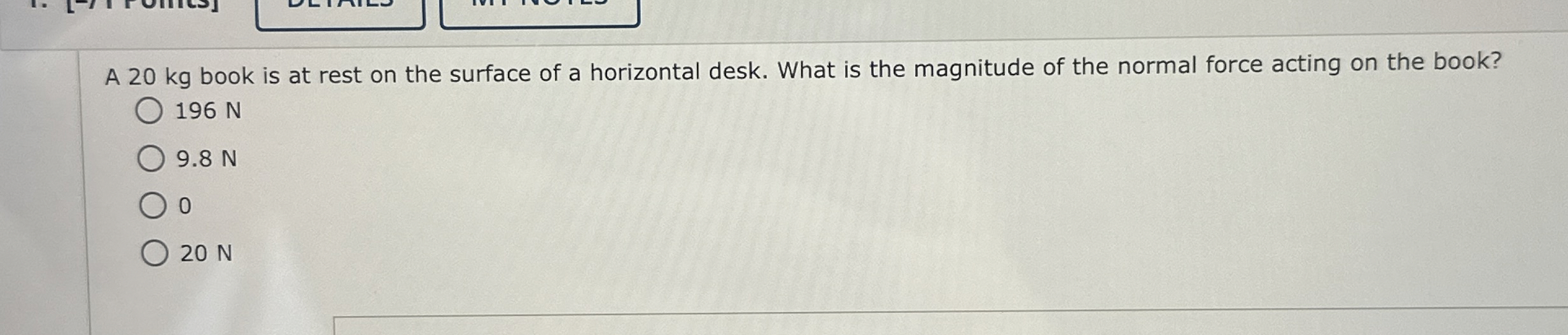 Solved A 20 ﻿kg book is at rest on the surface of a | Chegg.com