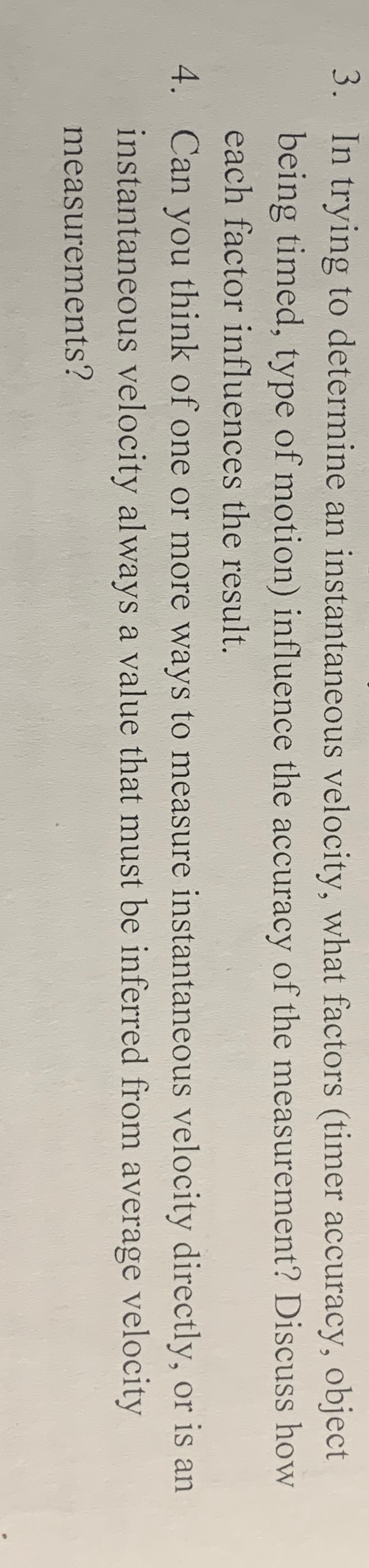 Solved In trying to determine an instantaneous velocity, | Chegg.com