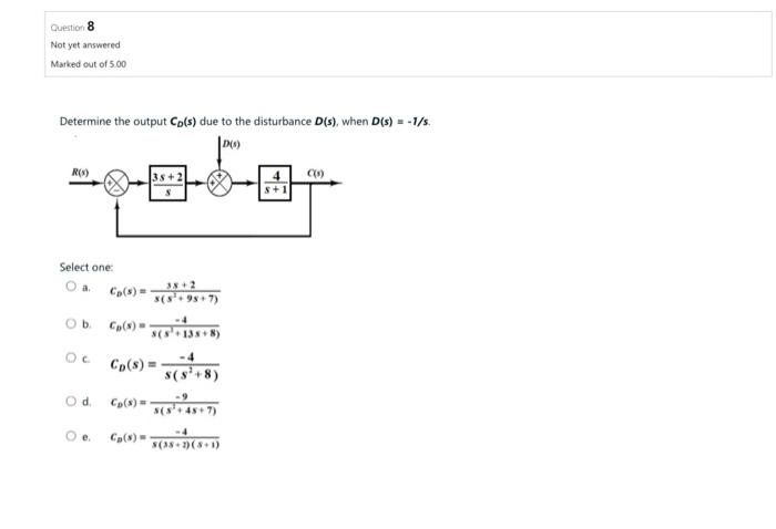 Solved Determine the output CD(s) due to the disturbance | Chegg.com