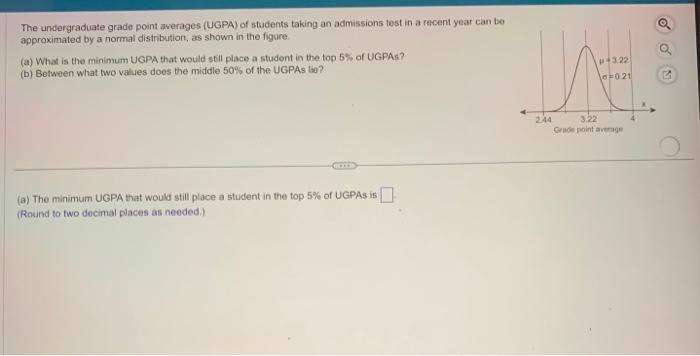 Solved The undergraduate grade point averages (UGPA) of | Chegg.com