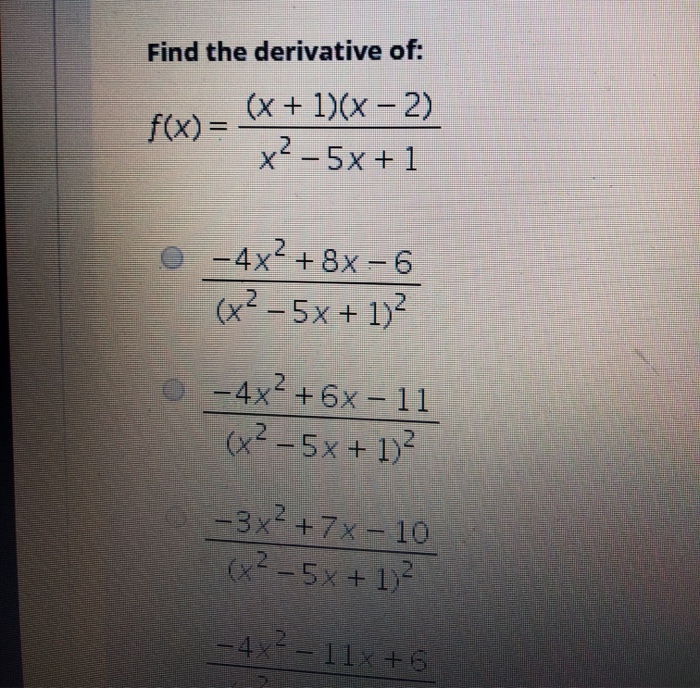 Solved Find derivative of the following function | Chegg.com