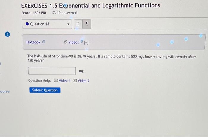 Solved EXERCISES 1.5 Exponential and Logarithmic Functions | Chegg.com