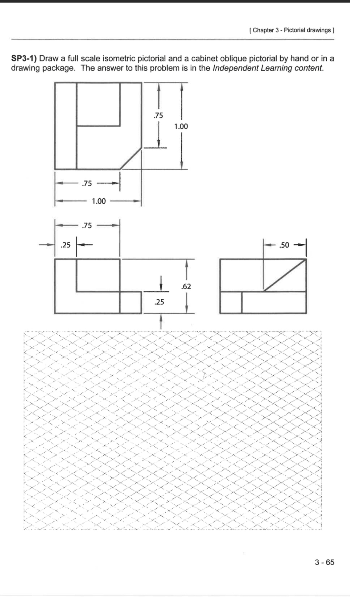Solved [ ﻿Chapter 3 - ﻿Pictorial drawings ]SP3-1) ﻿Draw a | Chegg.com