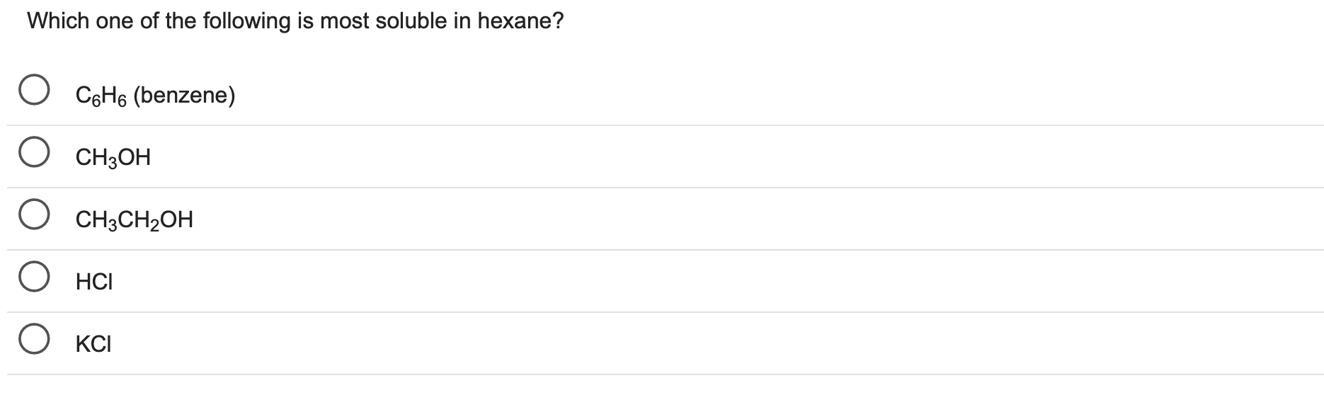 Solved Which one of the following is most soluble in | Chegg.com