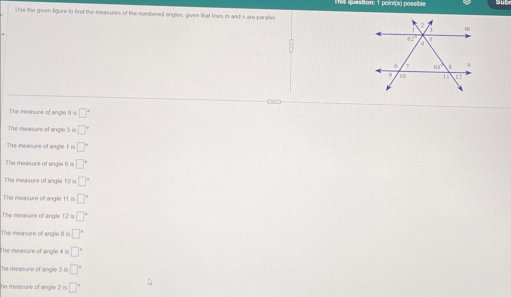 Solved Use the given figure to find the measures of the | Chegg.com