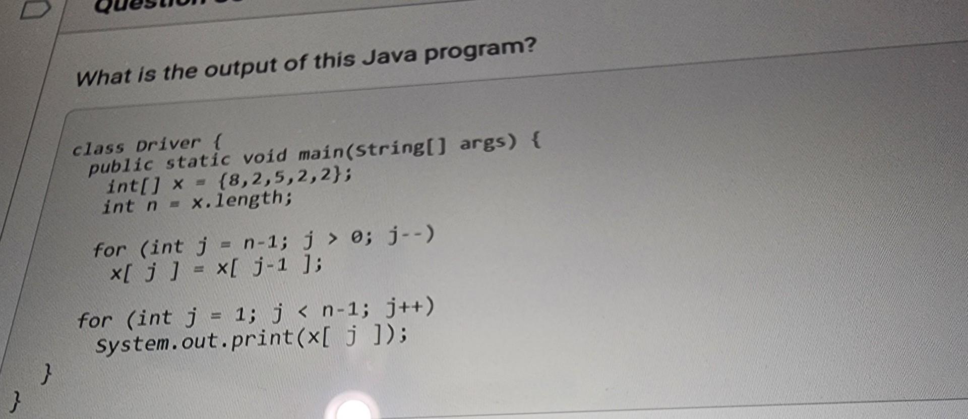 class Driver \{ public static void main(String[] | Chegg.com