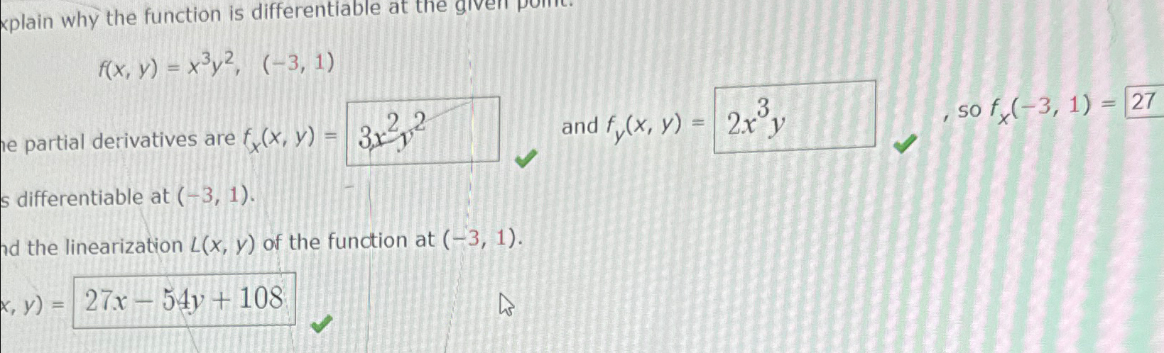 Solved xplain why the function is differentiable at | Chegg.com
