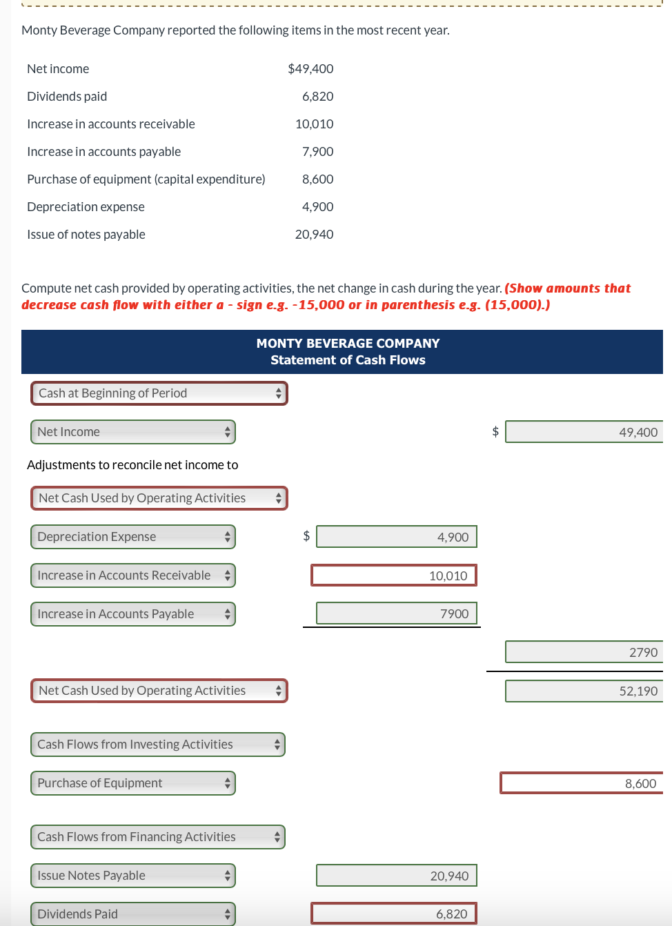 Solved Monty Beverage Company reported the following items | Chegg.com