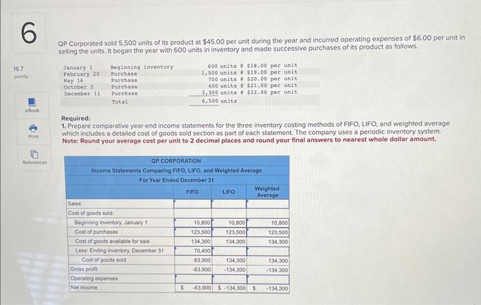 Solved Complete the year end income statements for the three | Chegg.com