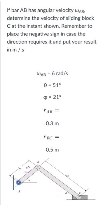 Solved If bar AB has angular velocity WAB. determine the | Chegg.com