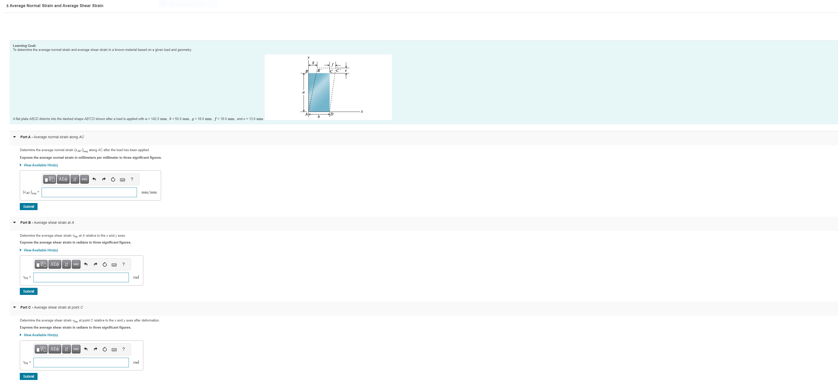 Solved Learning Goal:To determine the average normal strain | Chegg.com