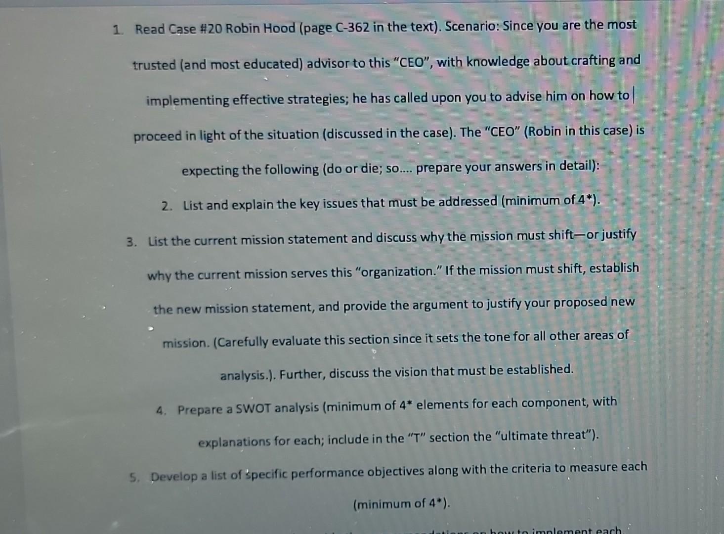 Solved 1. Read Case $20 Robin Hood (page C-362 in the text). | Chegg.com