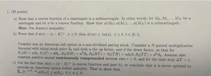( 30 points) a) Show that a convex function of a | Chegg.com