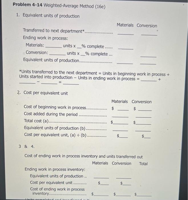 Solved PROBLEM 4-14 Analysis of Work in Process | Chegg.com