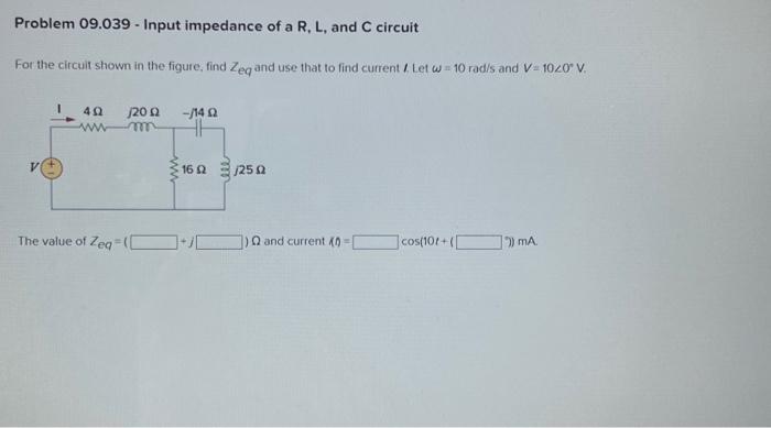 Solved For the circuit shown in the figure, find Zeq and use | Chegg.com