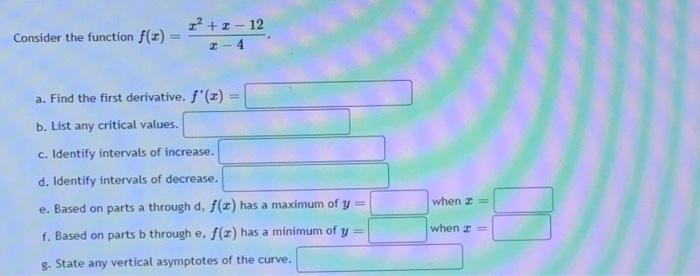 Solved Consider The Function F X I² X 12 I 4 A