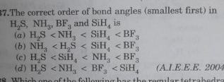 Solved 17.The correct order of bond angles (smallest first) | Chegg.com