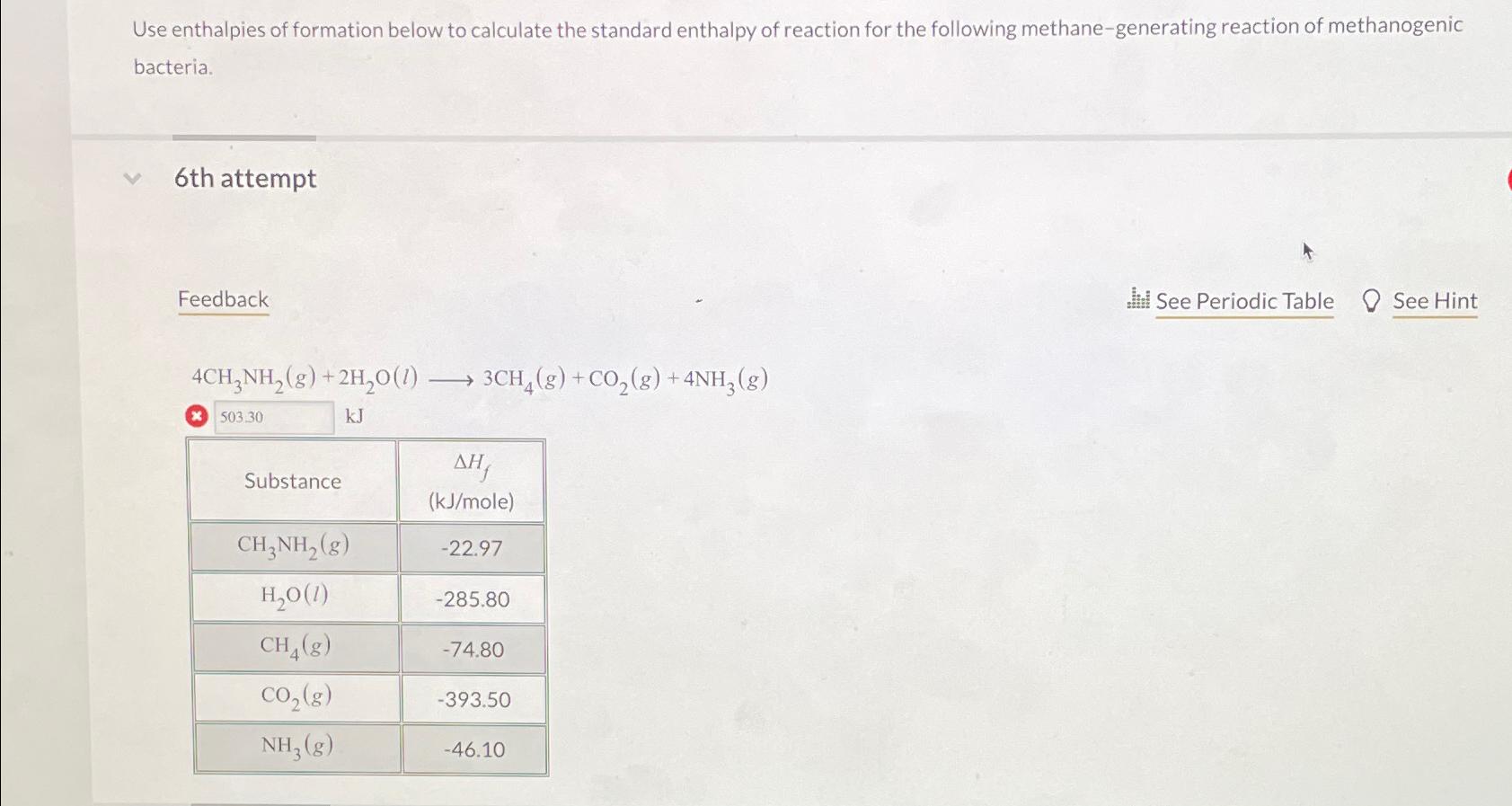Solved Use enthalpies of formation below to calculate the | Chegg.com