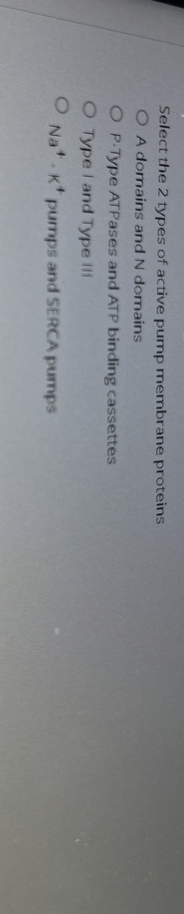 Solved Select the 2 ﻿types of active pump membrane proteinsA | Chegg.com