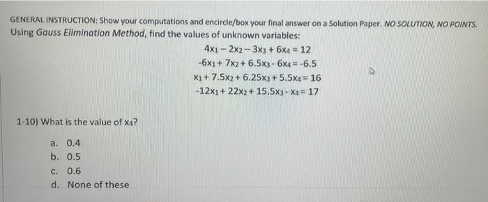 Solved GENERAL INSTRUCTION: Show your computations and | Chegg.com