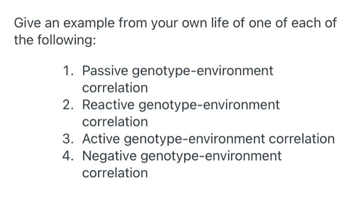 Solved Give an example from your own life of one of each of | Chegg.com