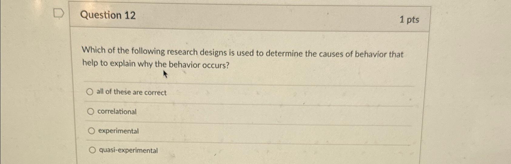 Solved Question 121 ﻿ptsWhich of the following research | Chegg.com