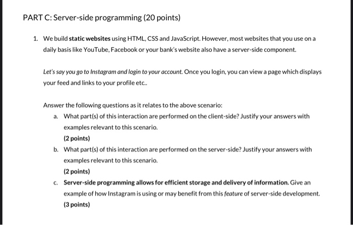 Solved PART C: Server-side programming (20 points) 1. We | Chegg.com