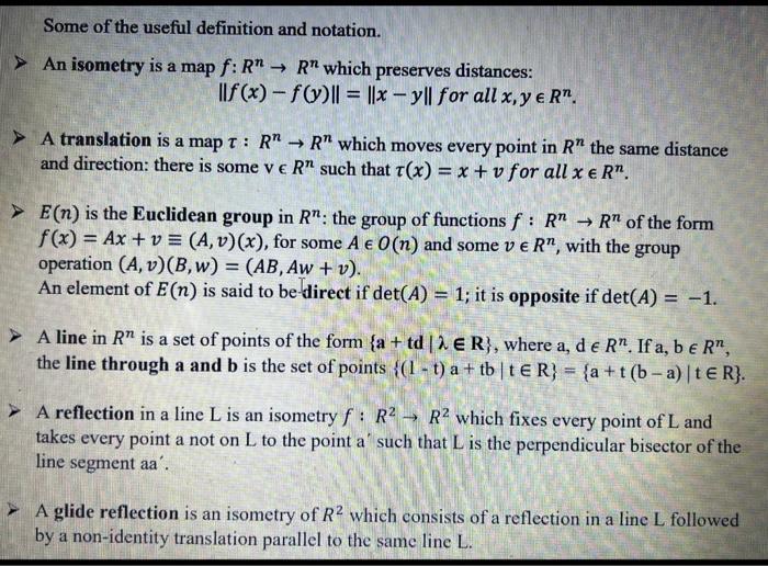 Solved Some of the useful definition and notation. An | Chegg.com