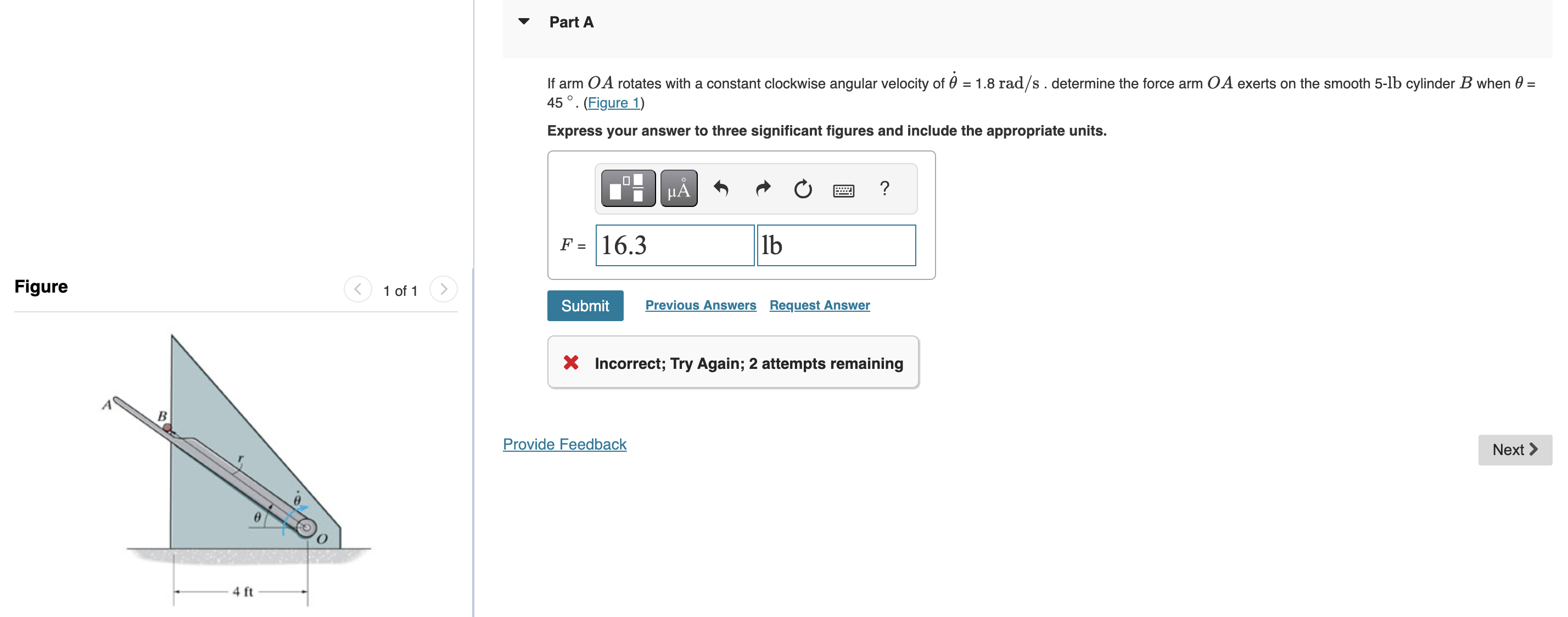 Solved Part Aif Arm Oa rotates With A Constant Clockwise