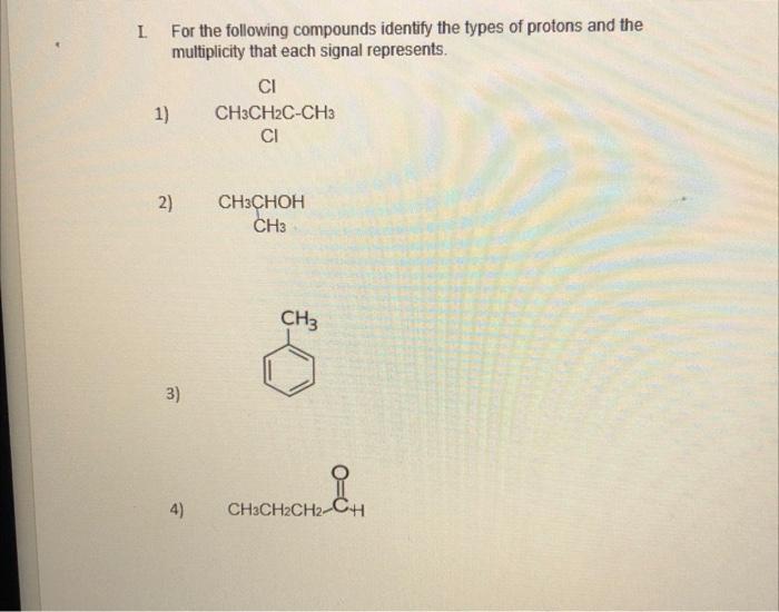 Solved I For the following compounds identify the types of | Chegg.com