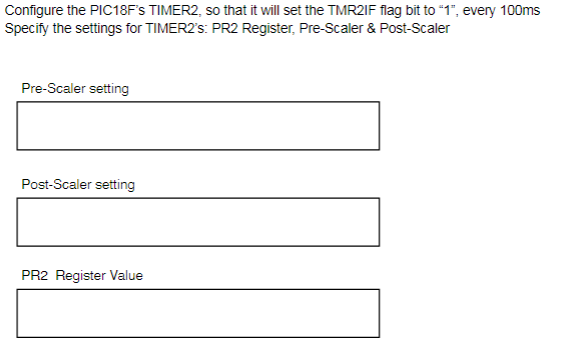 Solved Configure the PIC18F's TIMER2, ﻿so that it will set | Chegg.com