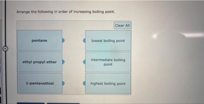 Solved Arrange the following in order of increasing boiling | Chegg.com