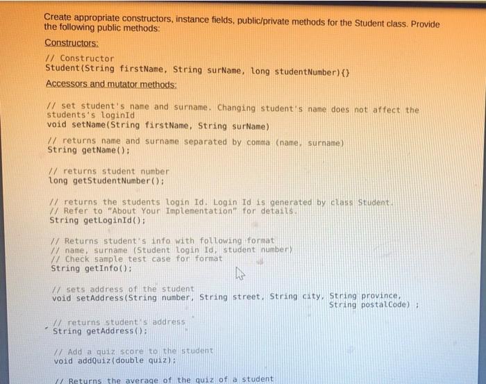 Solved Design and implement a class called Student .. A | Chegg.com