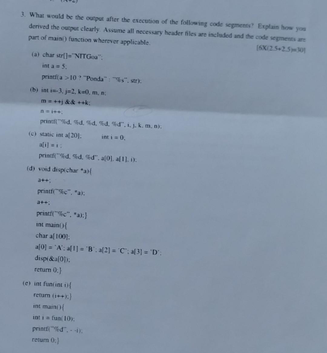 Solved 3. What would be the output after the execution of | Chegg.com