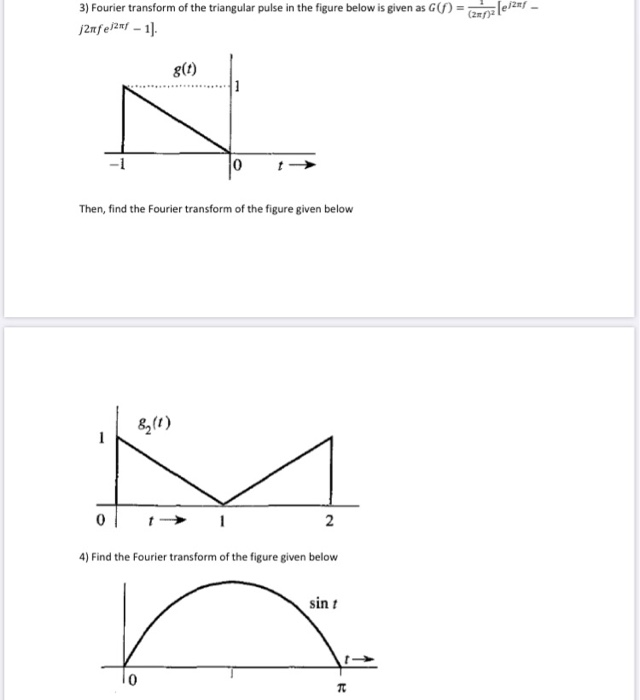 Solved l e/21 - 3) Fourier transform of the triangular pulse | Chegg.com