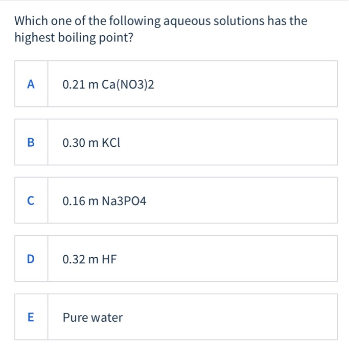 Solved Which one of the following aqueous solutions has the | Chegg.com