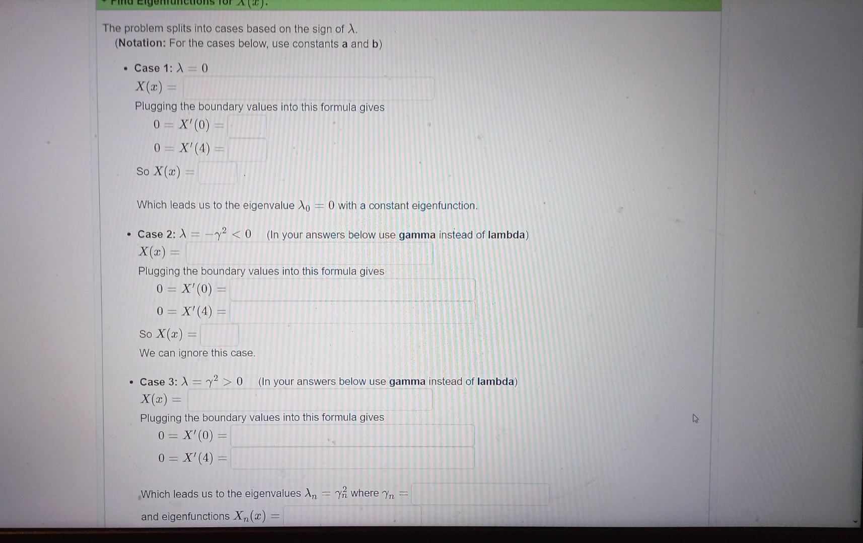 Solved (20 points) In your answers below, for the variable λ | Chegg.com
