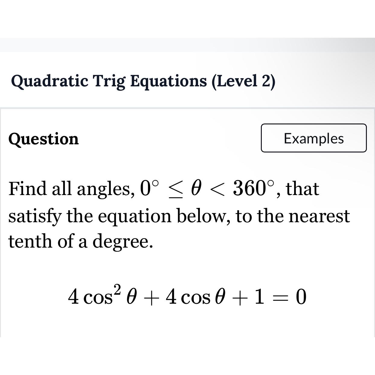 Solved Quadratic Trig Equations (Level 2)QuestionFind all | Chegg.com