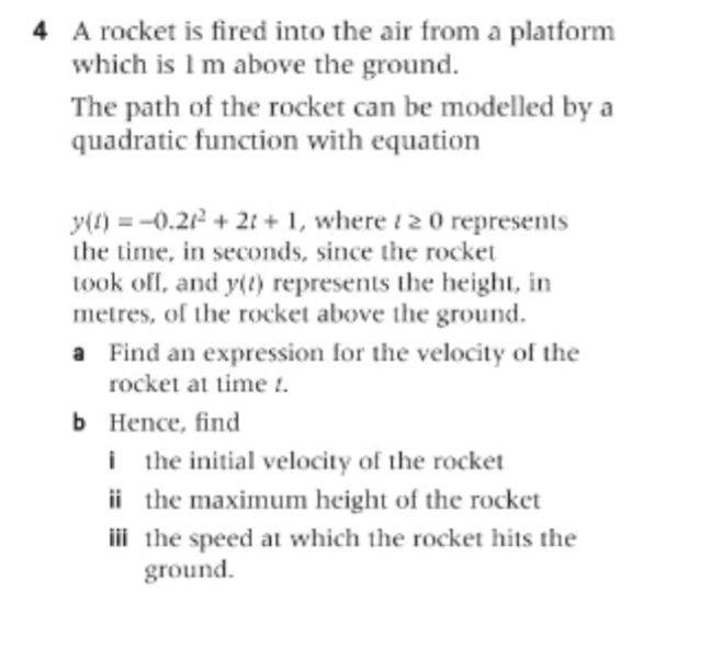 Solved 4 ﻿a Rocket Is Fired Into The Air From A Platform