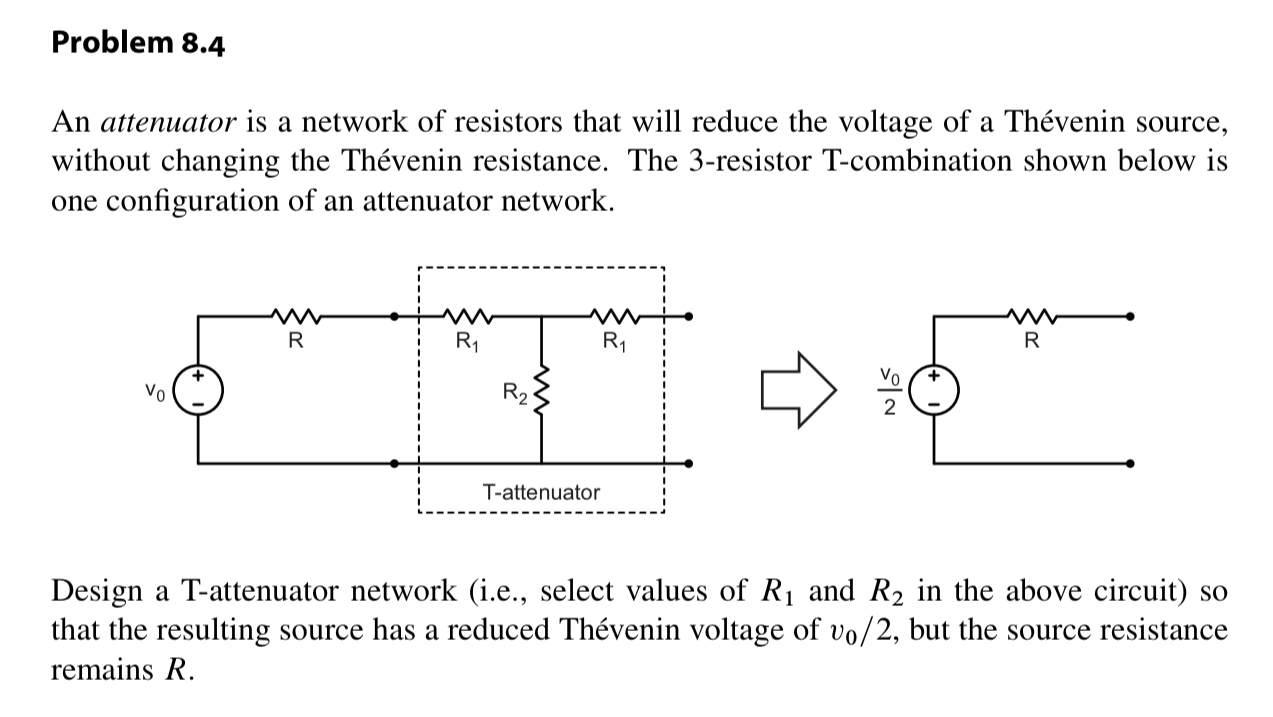 Solved Problem 8.4An attenuator is a network of resistors | Chegg.com