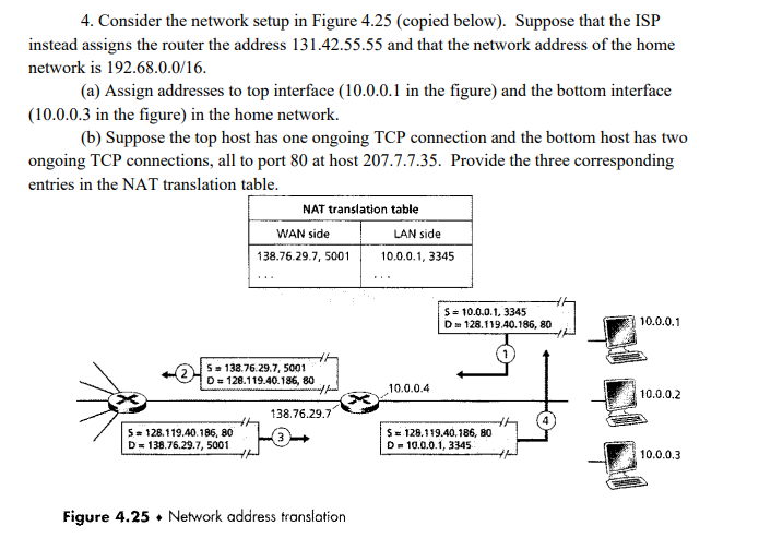 4. ﻿Consider the network setup in Figure 4.25 (copied | Chegg.com