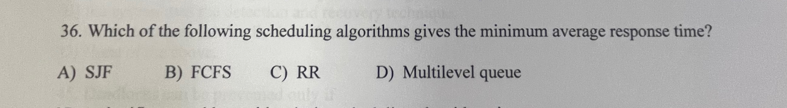 Solved Which Of The Following Scheduling Algorithms Gives 0231