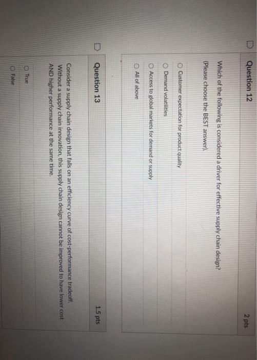 Solved Question 12 2 pts Which of the following is | Chegg.com