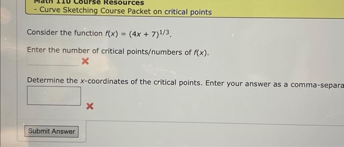 Solved se Resources Curve Sketching Course Packet on | Chegg.com
