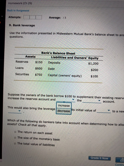 Solved 9. Bank leverage Use the information presented in | Chegg.com