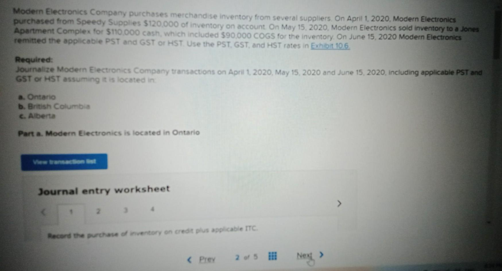 Modern Electronics Company purchases merchandise | Chegg.com